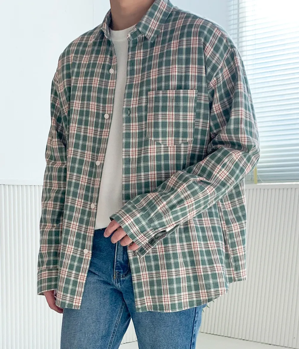 타탄 오버핏 체크셔츠